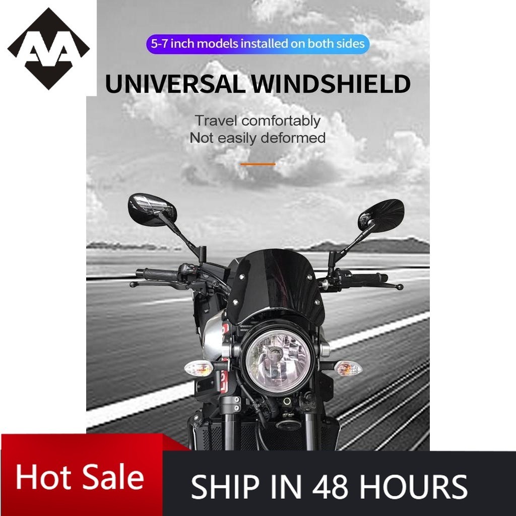 Motorcycle Windshields Universal Windscreen w/Mount Bracket Fit 5 to 7 ...