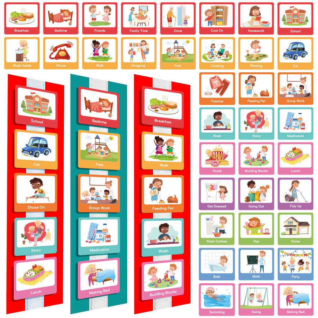 Visual Schedule for Home Day Night Autism Routine Chart Cards Visual ...