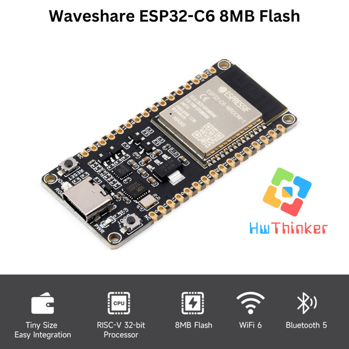 Waveshare Esp32 C6 Core Development Board Risc V Esp32 C6 Wroom 1 N8 Wifi 6 Ble Zigbee Thread