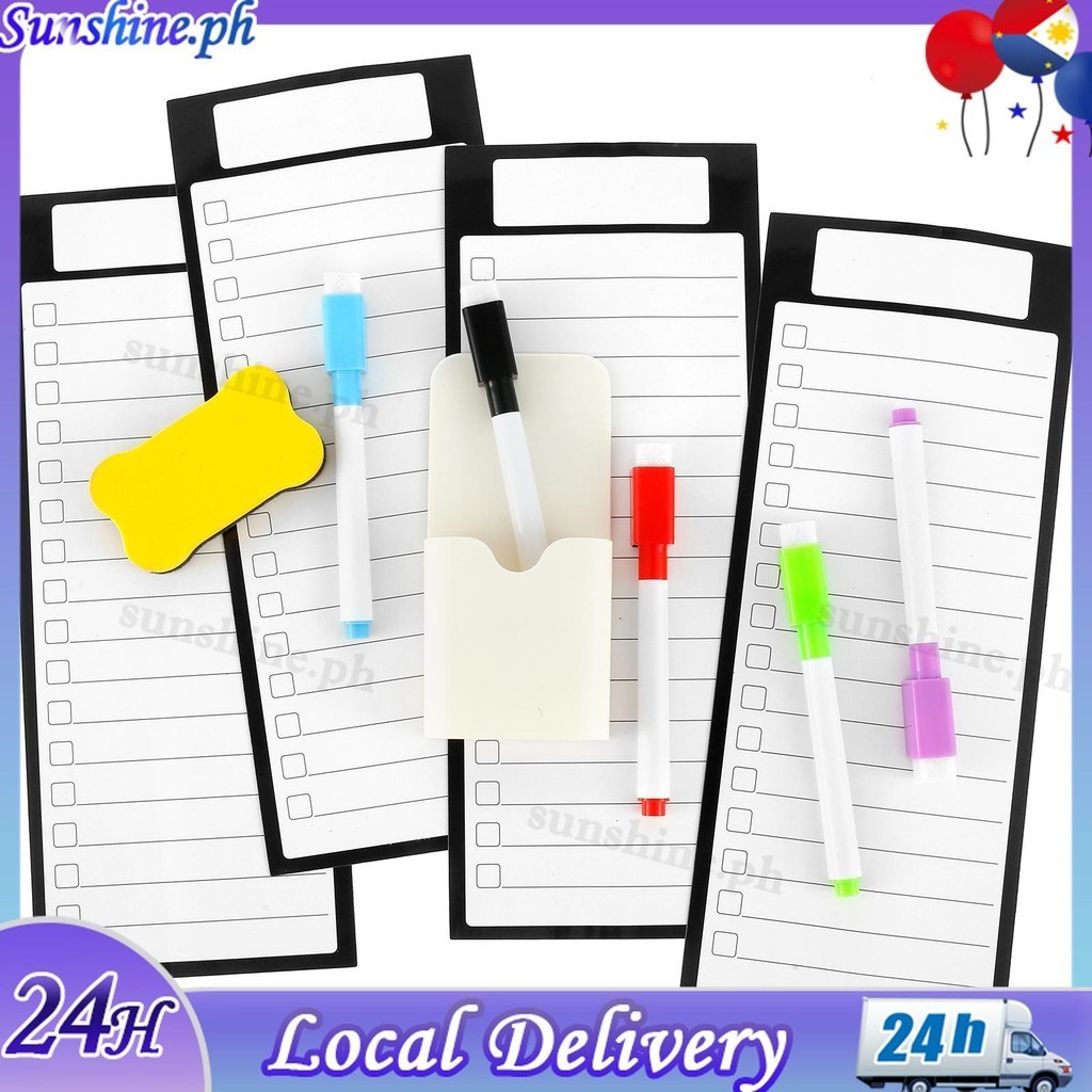 4Pcs Magnetic to Do List White Board for Fridge Reusable Magnetic Dry ...