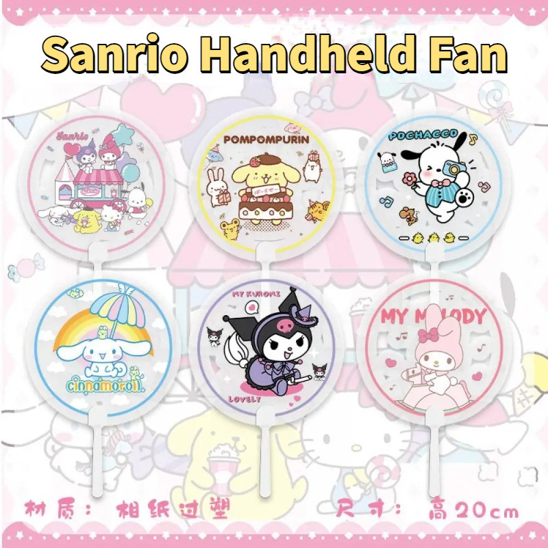 Cartoon Summer Pvc Handheld Fan Hello Kitty Sanrio Kawaii Kuromi Hand ...