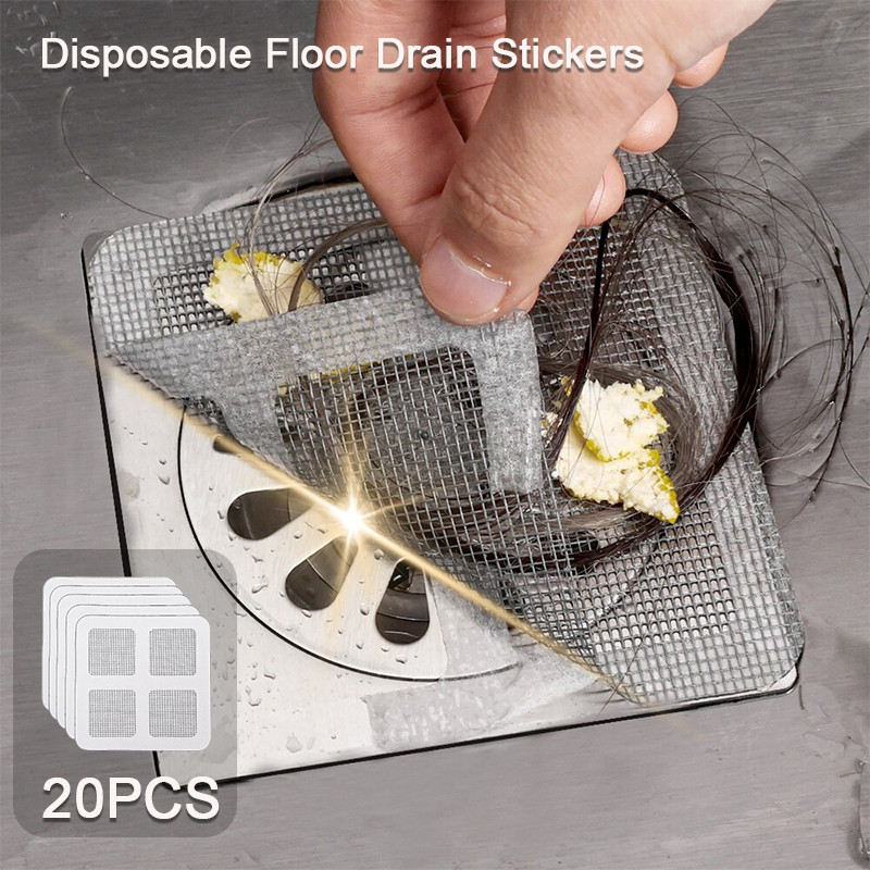 20PCS Disposable Floor Drain Stickers Hair Anti-blocking Floor Drain ...
