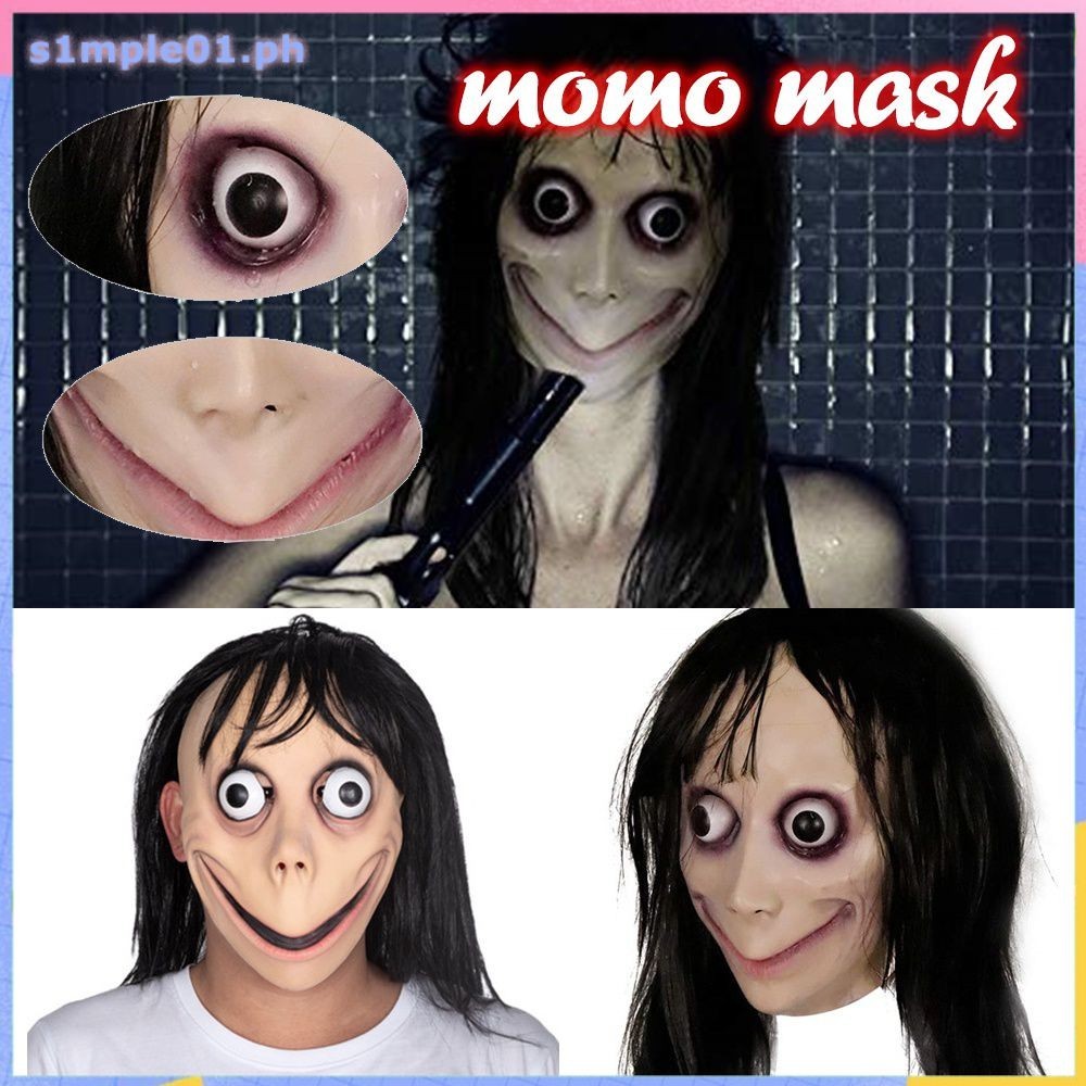 【New】 Momo Long Hair Female Ghost Mask Scary Mask Halloween Horror ...