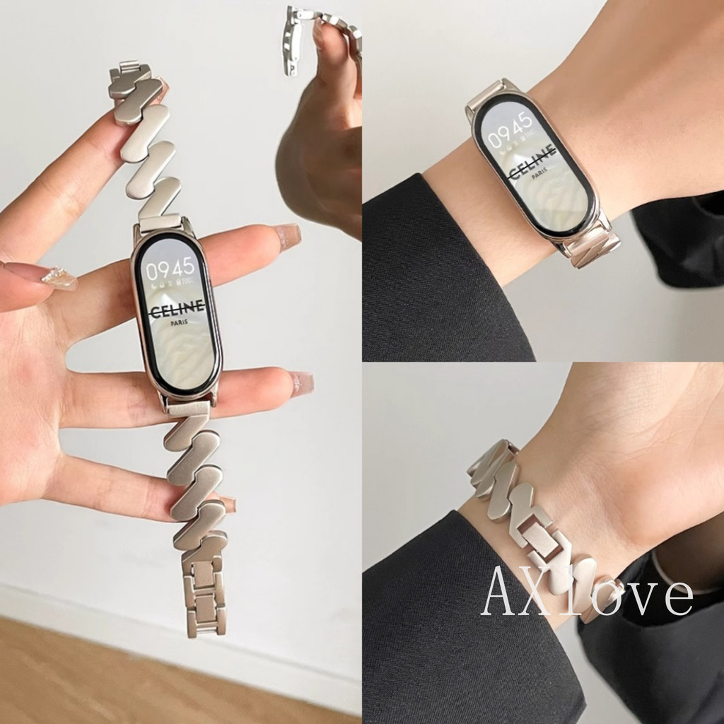 Fashion Stainless Steel Sports Strap for Xiaomi Mi Band 8 NFC ...