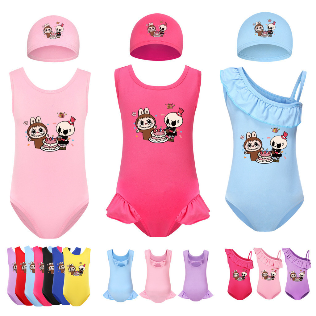Labubu Girl Swimsuit Children Swimwear Princess Bikini Bathing Suit ...