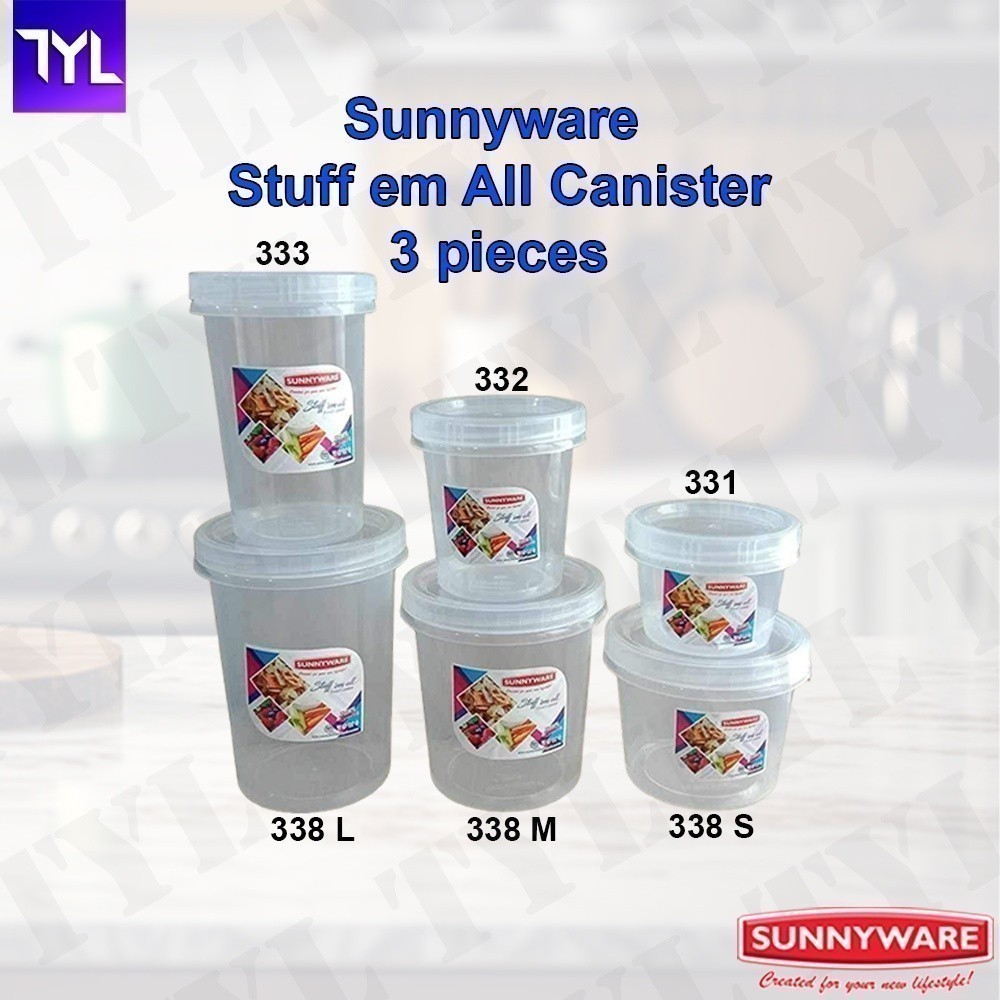 Sunnyware Stuff em All Canister 3 pcs Food Storage Plastic Jar 331 332 ...