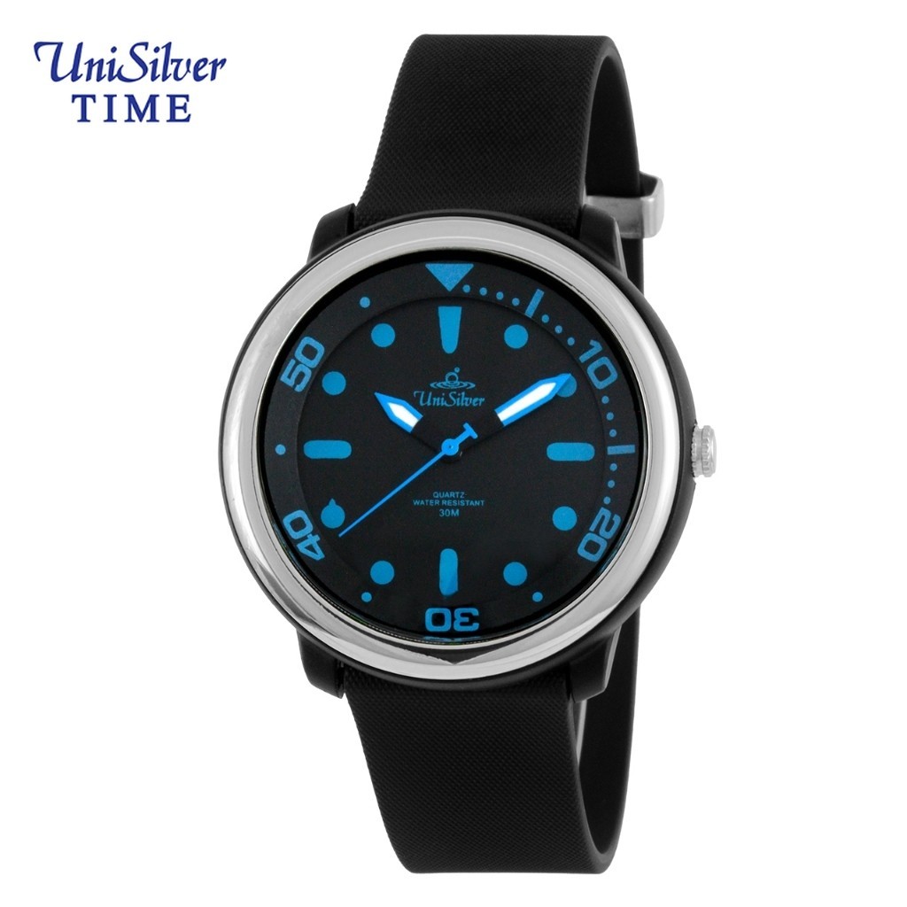 UniSilver TIME CURVEN GAUGER Men's Medium Analog Light Blue /Black ...