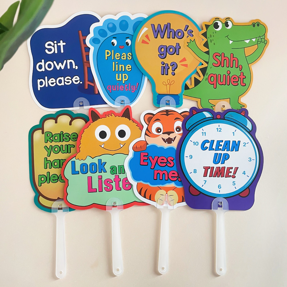 8pcs Classroom Rules Paddles Cartoon Cute Portable Board Preschool ...