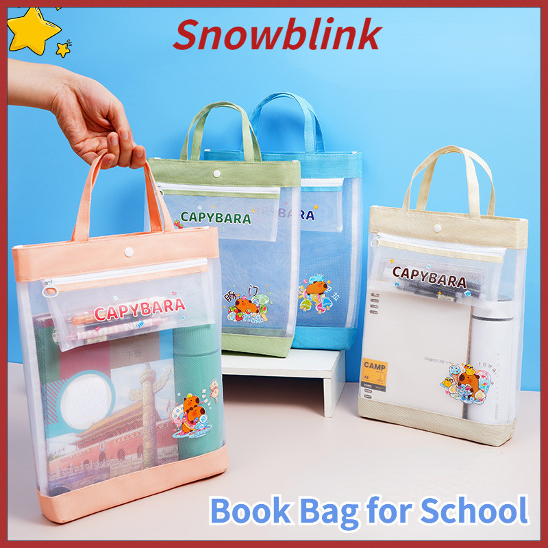 A4 Vertical Book Bag for school File Bag Carry Book Transparent Grid ...