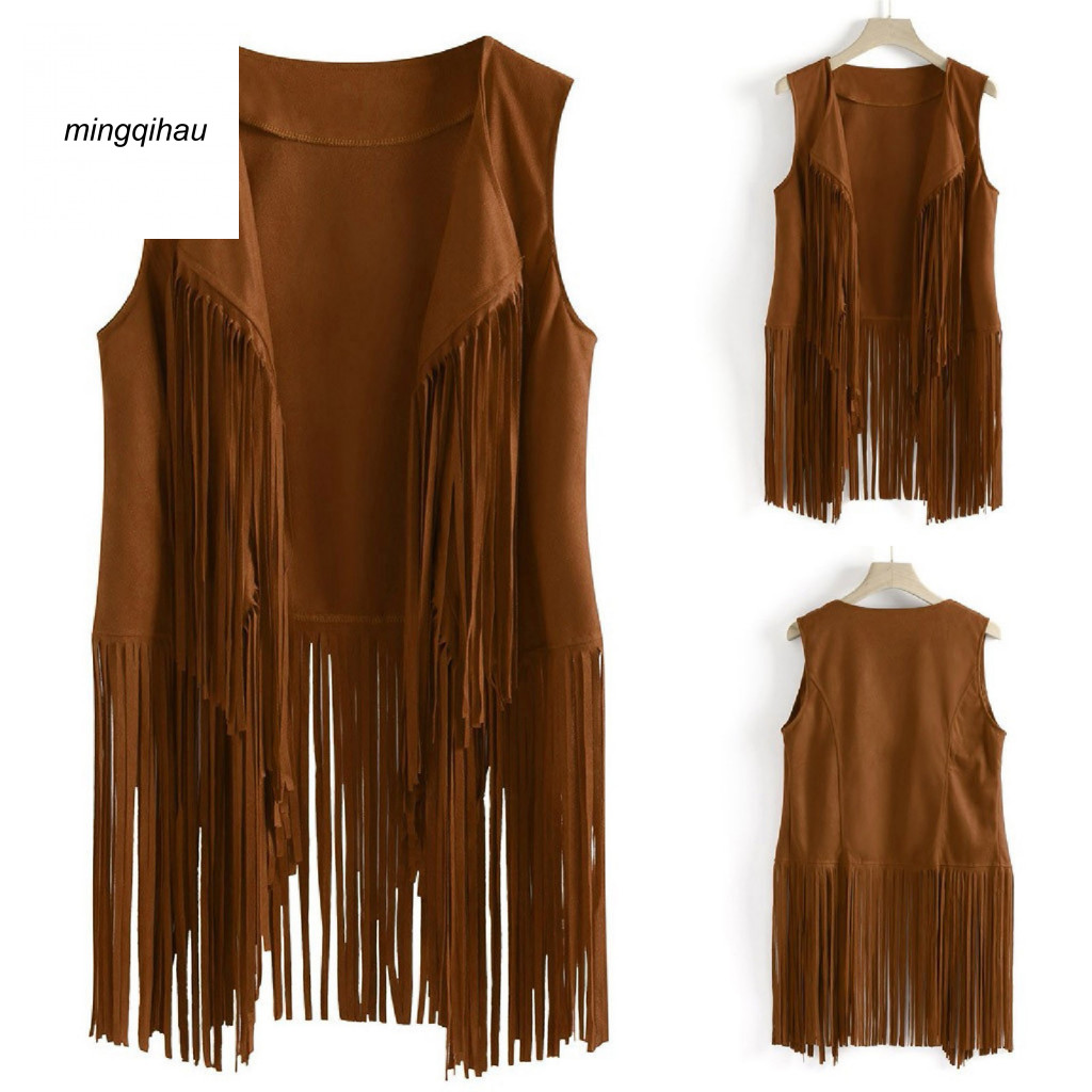 MI_ Flowing Fringe Vest Women Fringed Vest Jacket Stylish Fringe ...