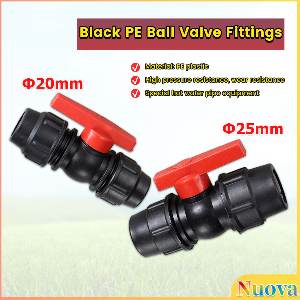 Nva Black Pe Compression Ball Fittings Valve Water Pipes Stop Valve ...