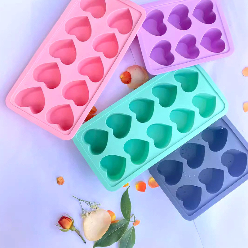 Silicone10Heart-Shaped Ice Tray Heart-Shaped Ice Cube Mold for Home and ...