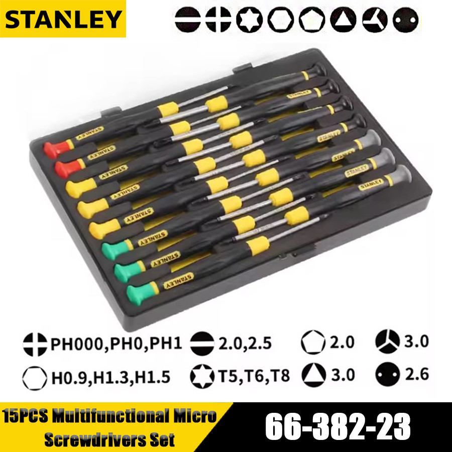 STANLEY 15PCS Multifunctional Micro Screwdriver Set for Slotted 135MM ...