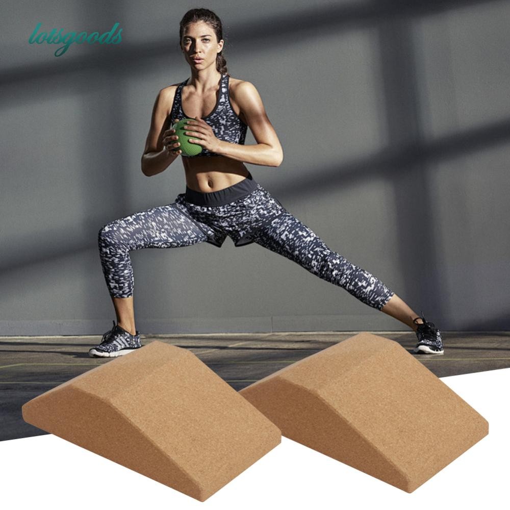 2Pcs Yoga Wedge Blocks Ankle and Calf Stretching Block Corkwood for for ...