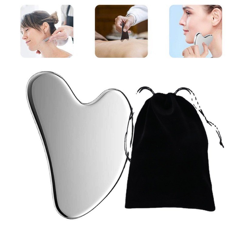 Stainless Steel GuaSha Heart Shaped Face Gua Sha Scraping Massage ...