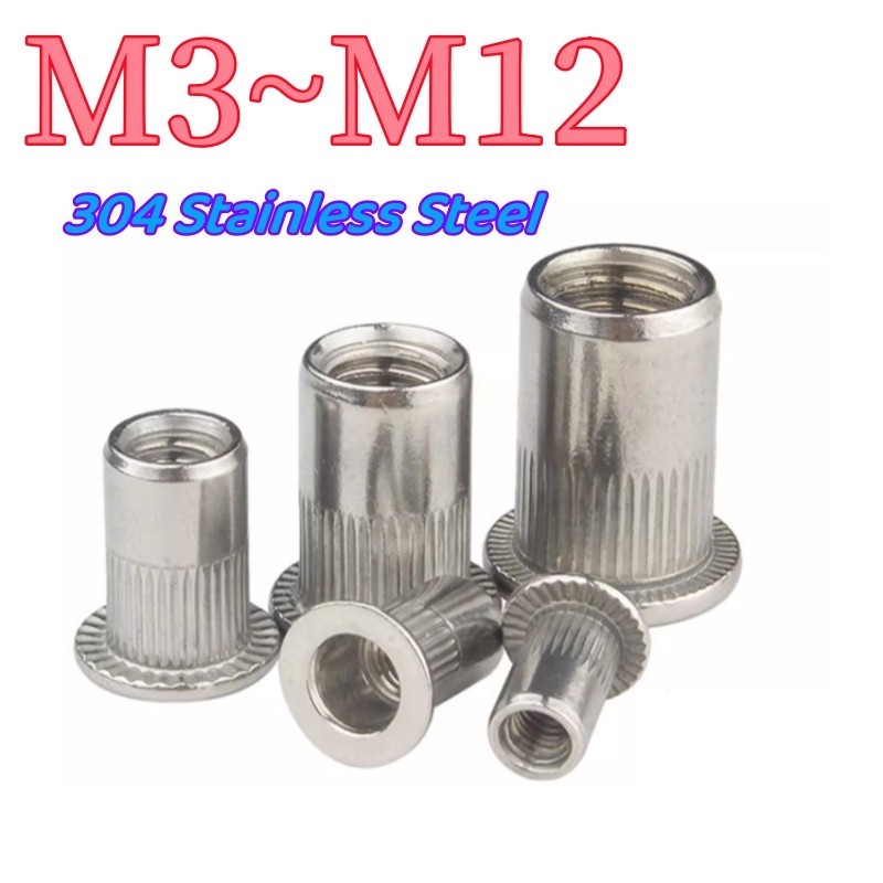 304 Stainless Steel M3 M4 M5 M6 M8 M10 M12 Rivet Nut Insertion Flat ...