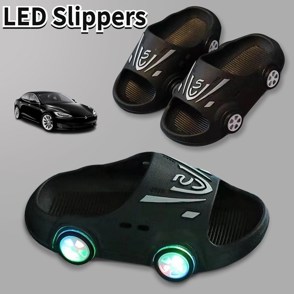 Slippers for Kids Girl Boy Luminous Non-slip Cute Cartoon Car Slipper ...