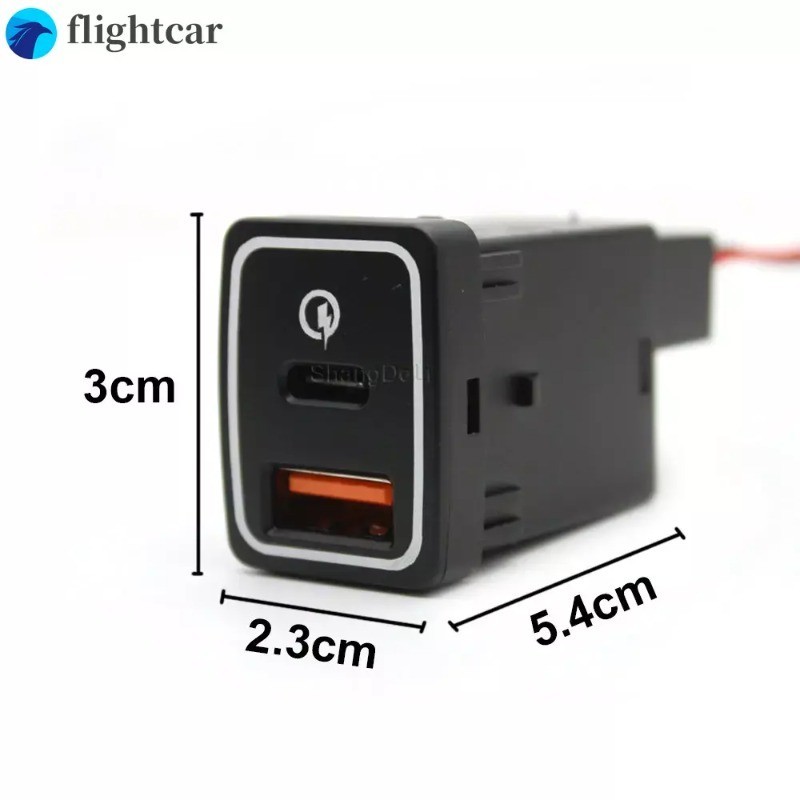 （FT）Car Quick Charger TYPE-C PD QC3.0 USB Interface Dual Socket for ...