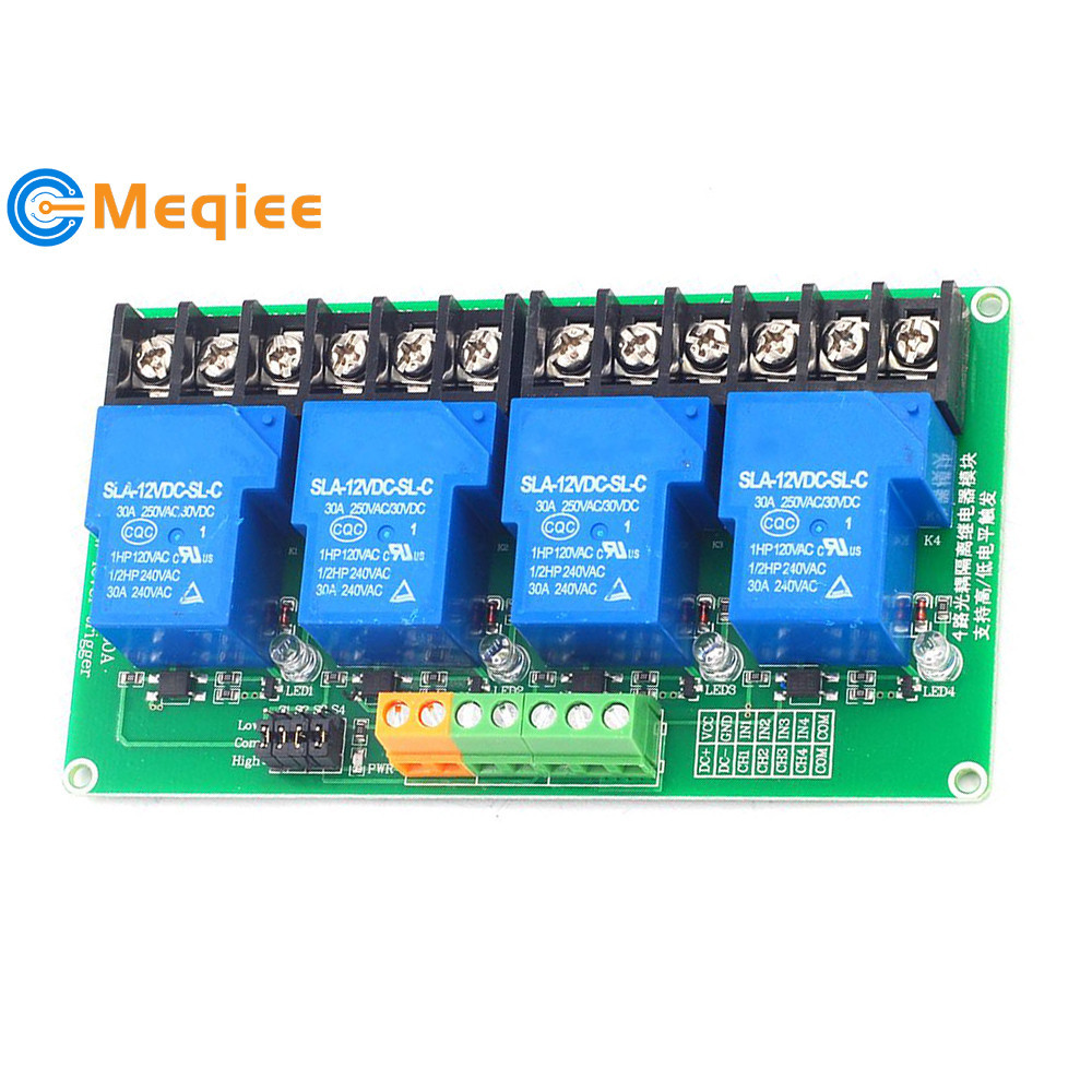 DC5V 12V 24V 30A 4 Channel Relay Module High Low Level Trigger Switch ...