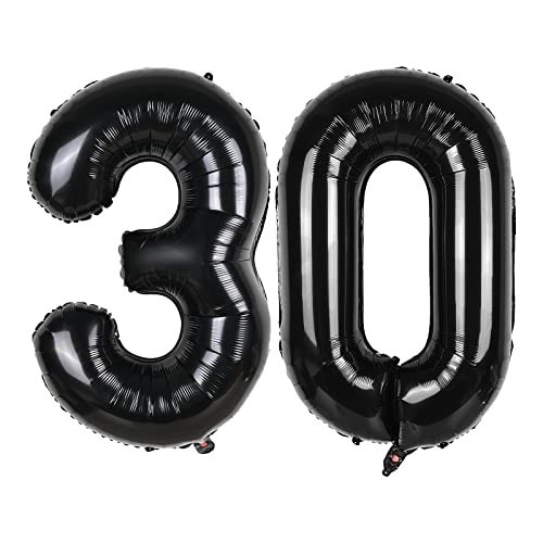 Giant Black Balloon Number 30,40 Inch Black 30th Mylar Foil Helium ...