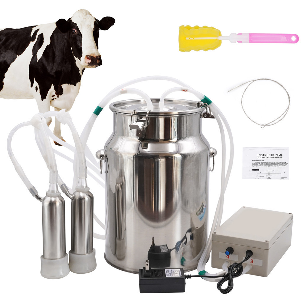 10L Stainless Steel Milker Bucket Vacuum Pump Electric Goat Milking ...