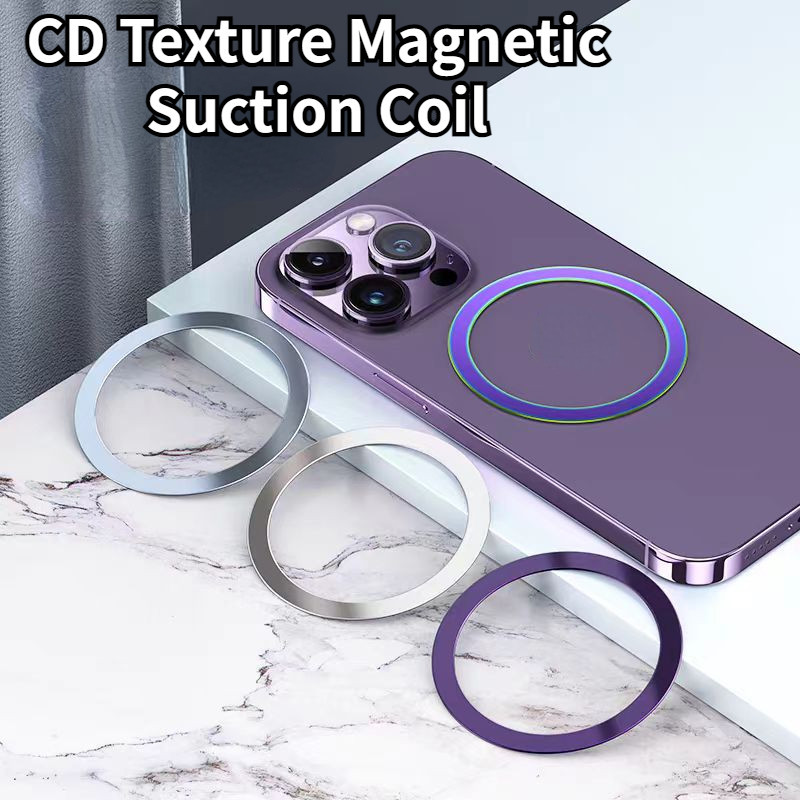 Luxury CD Texture Metal Wireless Magnetic Ring Magnetic Suction Patch ...