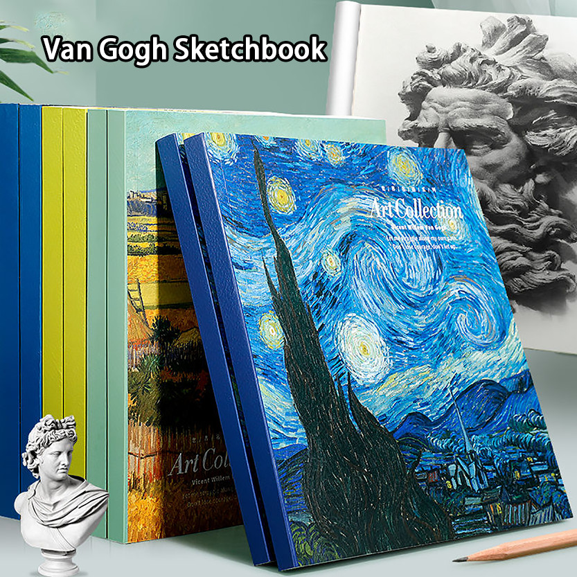 20K Van Gogh Sketchbook Thickened Square Starry Sky Sketch Pad 80 ...