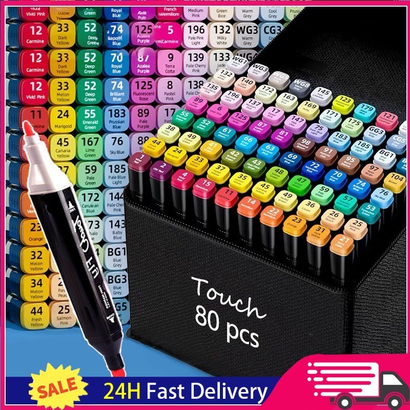 80 Color Alcohol Marker Manga Highlighter Pen Set Marker Pen Set Touch ...