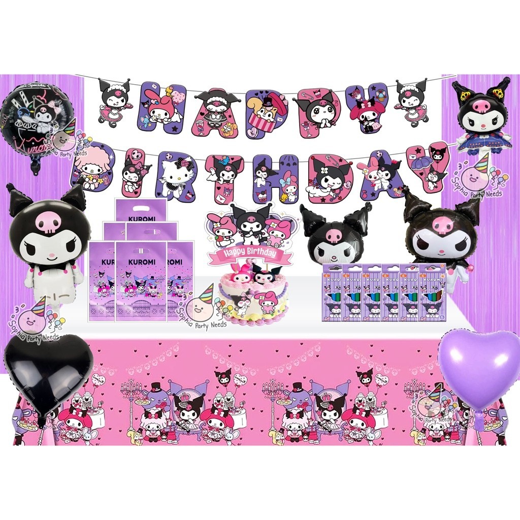 Party Needs Set Kuromi Design Balloon Giveaway items and Disposable ...