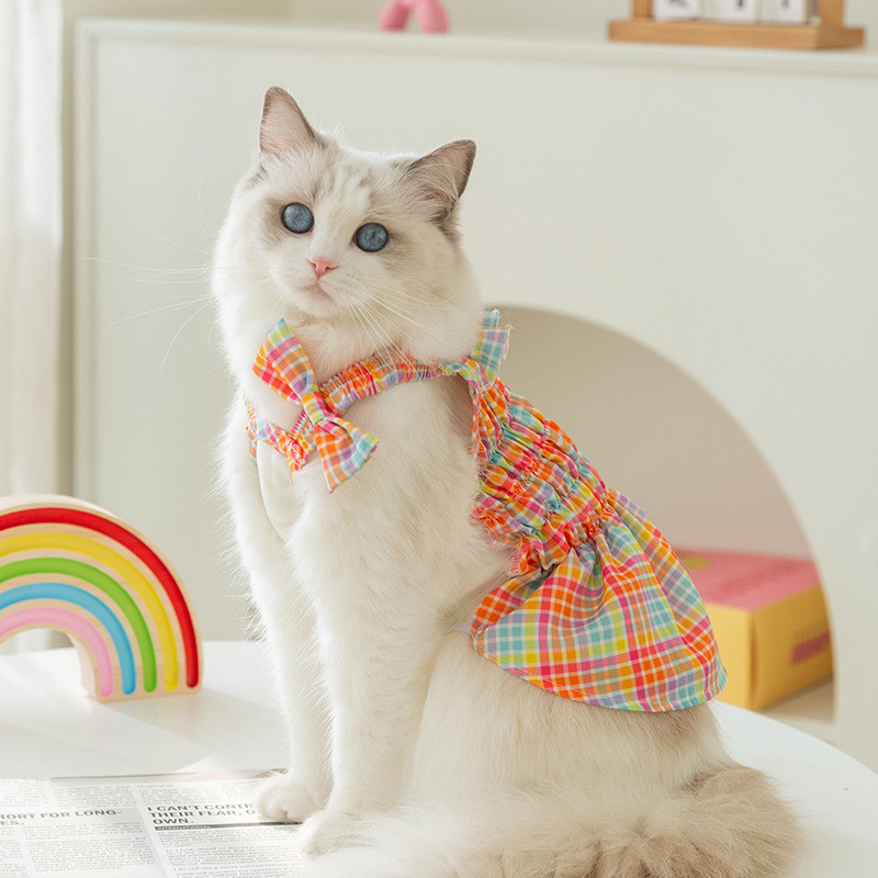 Spring/Summer Colorful Vacation Style Cat Skirt Cat Clothing Breathable ...