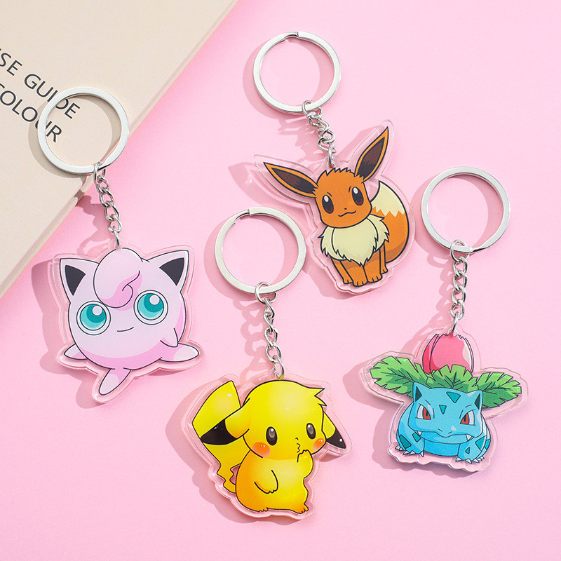 Anime Pokemon Keychain Pikachu Charizard Gengar Snorlax Eevee Mewtwo ...