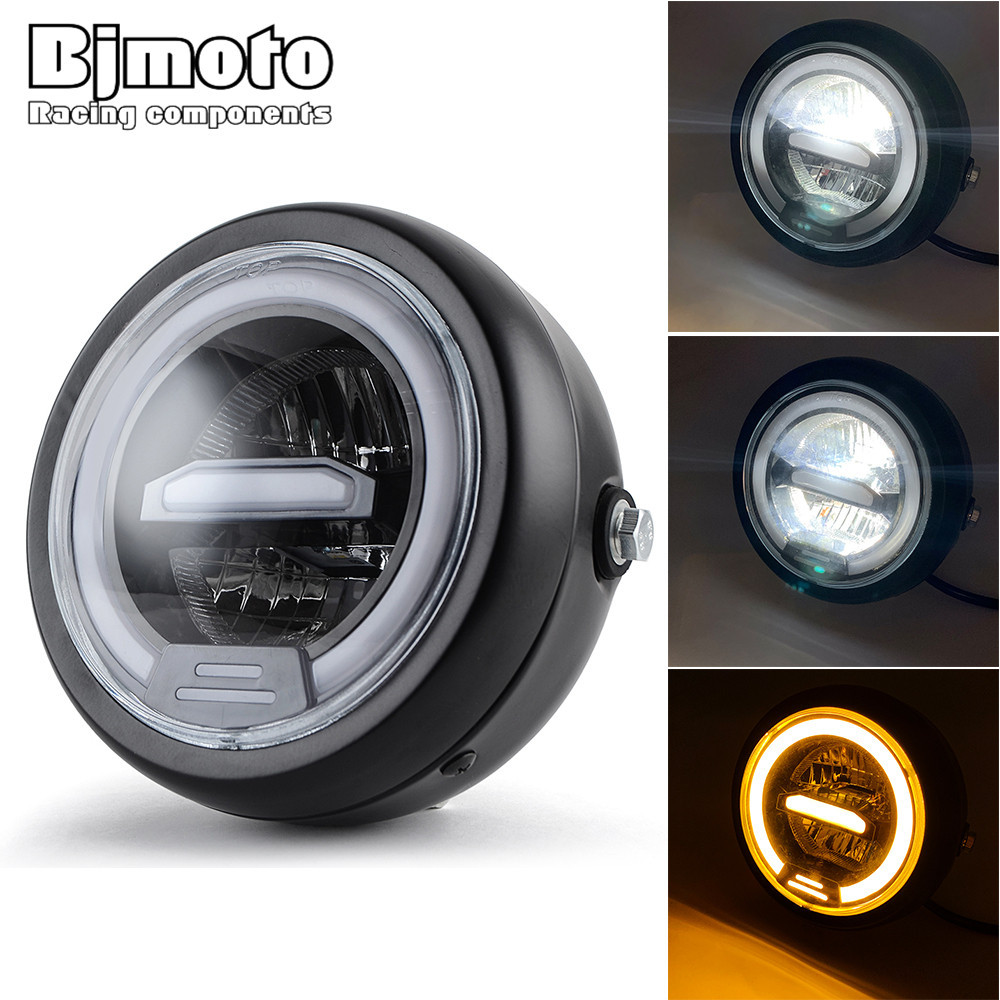 6.5" Motorcycle 12V DC LED Headlight FOR Cruisers Choppers Cafe racer ...