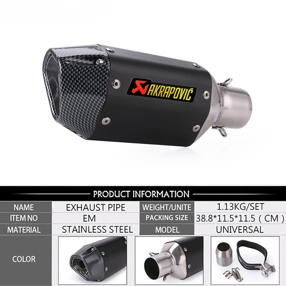 51mm Universal Motorcycle exhaust pipe Vent Pipe Exhaust Muffler Pipe ...