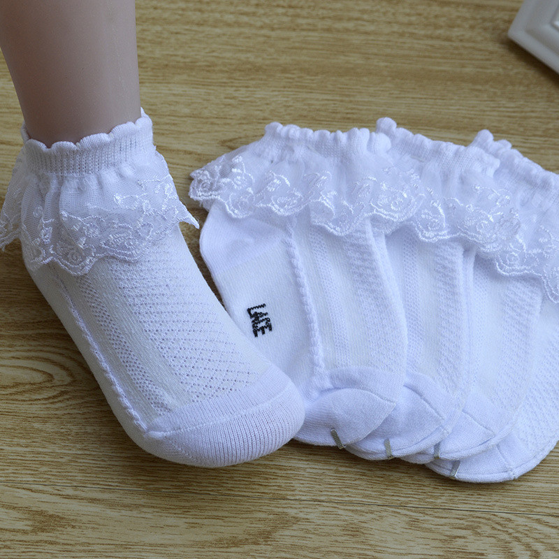 Cute Kids Socks Lace Girls White Socks Cotton Socks Princess Short ...