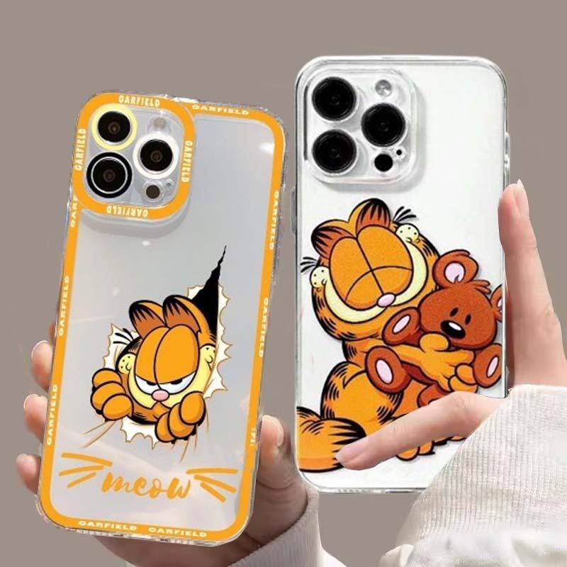Cartoon Cat Garfield Phone Casing For Iphone 15 Pro Max 7 8 Plus 11 14 ...