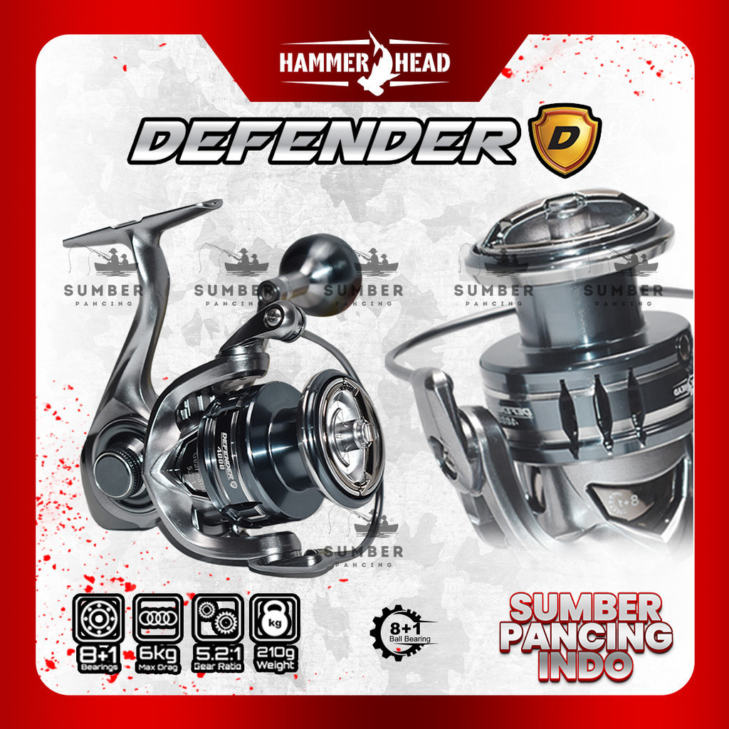 Fishing Reel Spinning Hammerhead Defender 3000-4000 8+1BB Power Handle ...