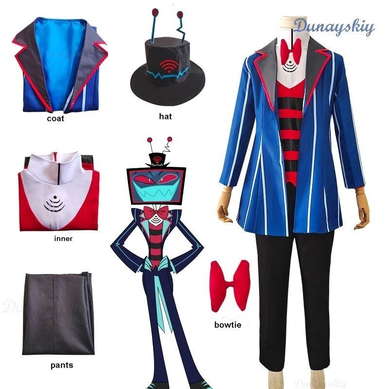 Mr. Vox Anime Hazbin Vox Cosplay Costume Hat Suit Clothes Clothes Voxy ...