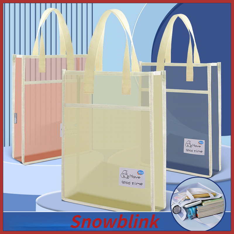 Vertical Book Bag for school File Bag Carry Book Transparent Grid File ...
