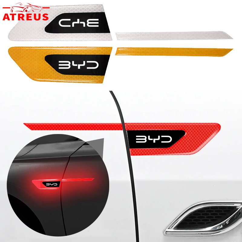 2Pcs BYD Car Fender Reflective Sticker Safety Warning Decorative ...