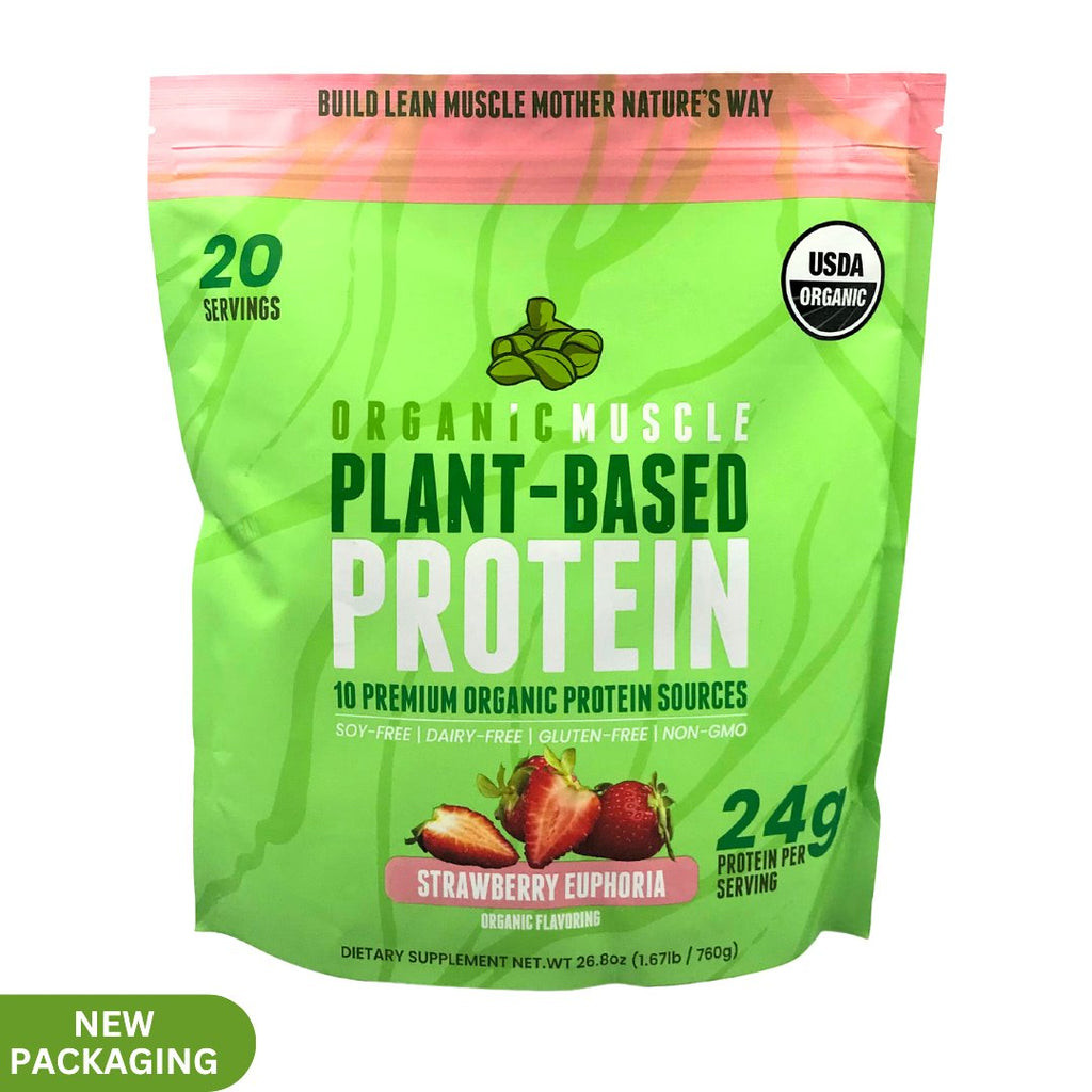 Organic Muscle Vegan Protein Powder - Strawberry - Resealable Pouch ...