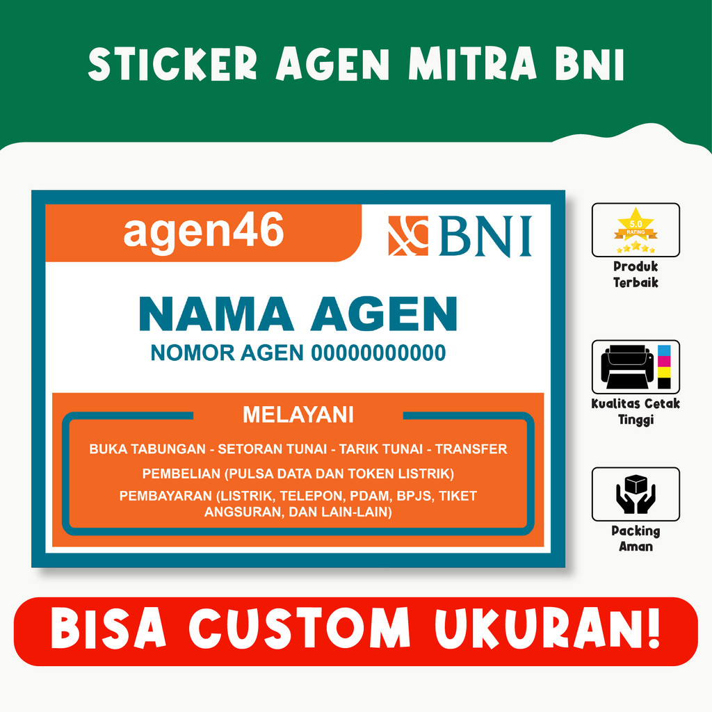 BNI BRILink Mandiri BCA BSI Partner Agent Sticker – Official Identity ...