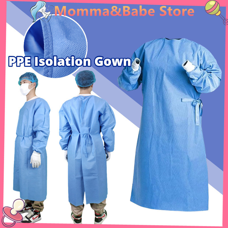 Disposable PPE Isolation Gown Suit Blue Non-Woven Thicken Medical Gown ...
