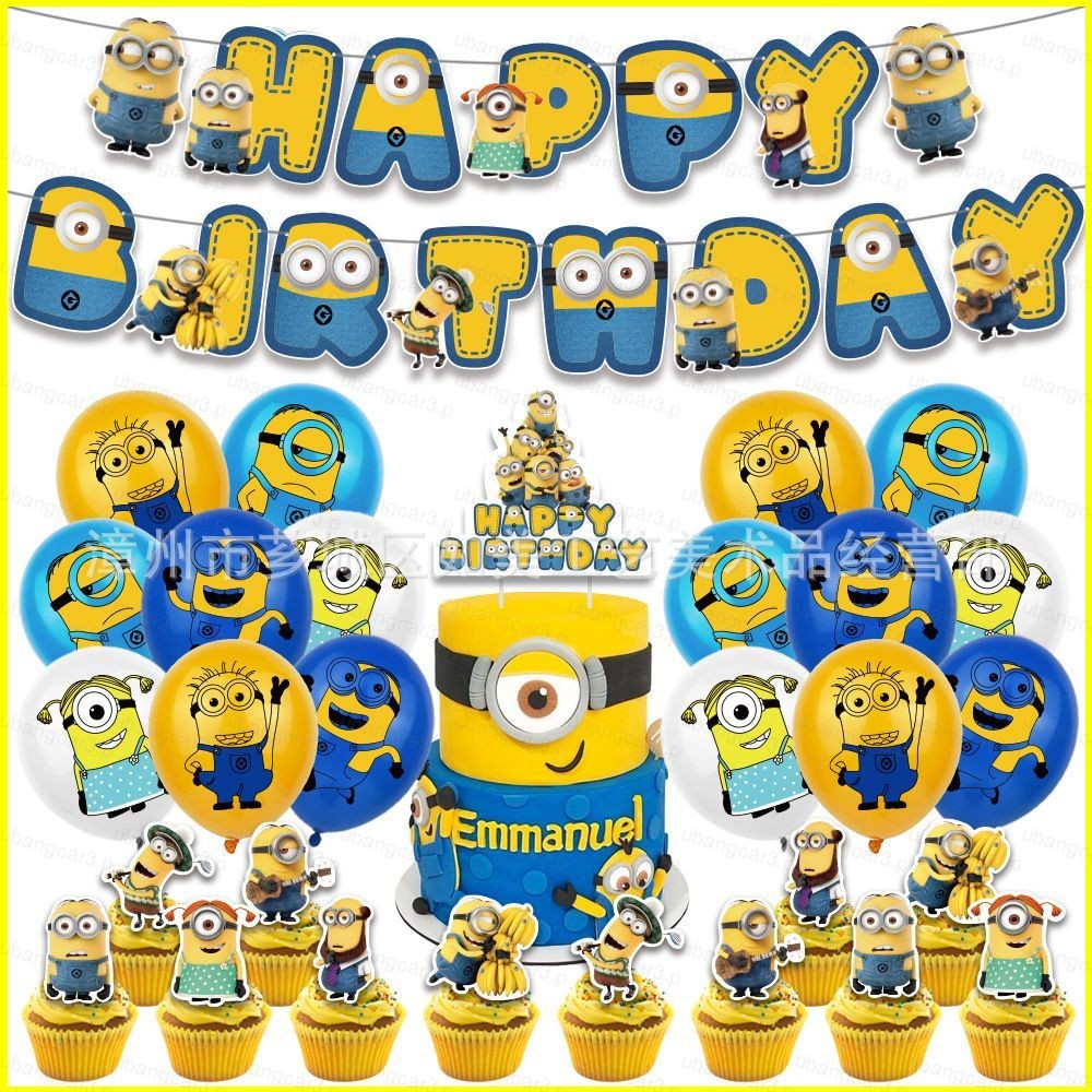 yub1 Despicable Me Minions Theme kids birthday party decorations banner ...