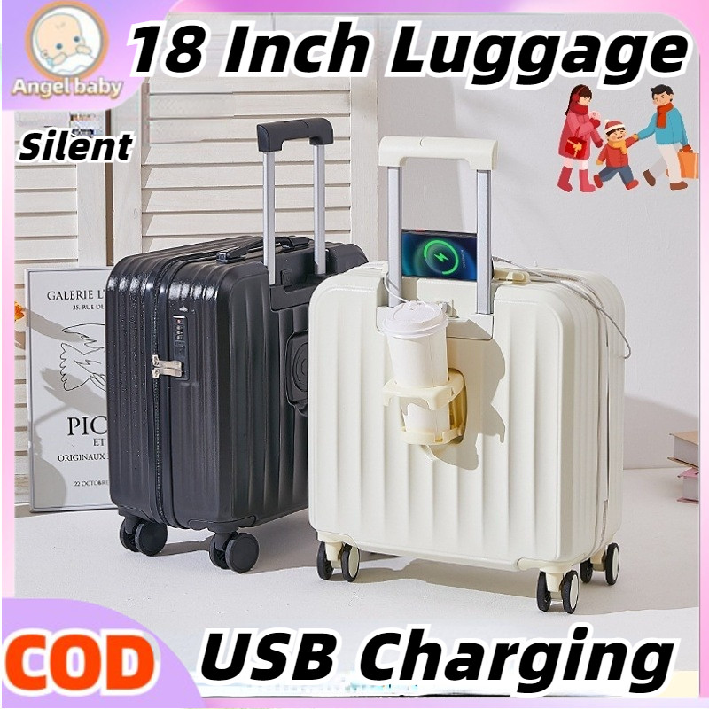 Luggage USB Charging Lightweight 18 Inch Mini Silent Suitcase Luggage ...