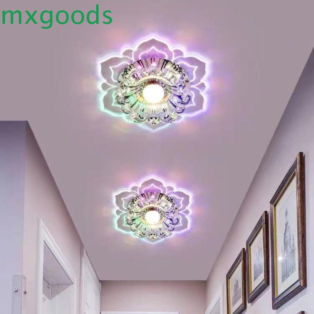MXGOODS LED Ceiling Lights, Modern Crystal Petals Crystal Flower Chandelier, 9W Creative Pendant ...