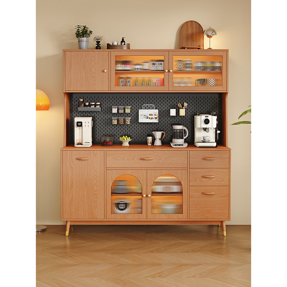 Solid Wood Sideboard Wall-Mounted Integrated Storage Cabinet Pegboard ...