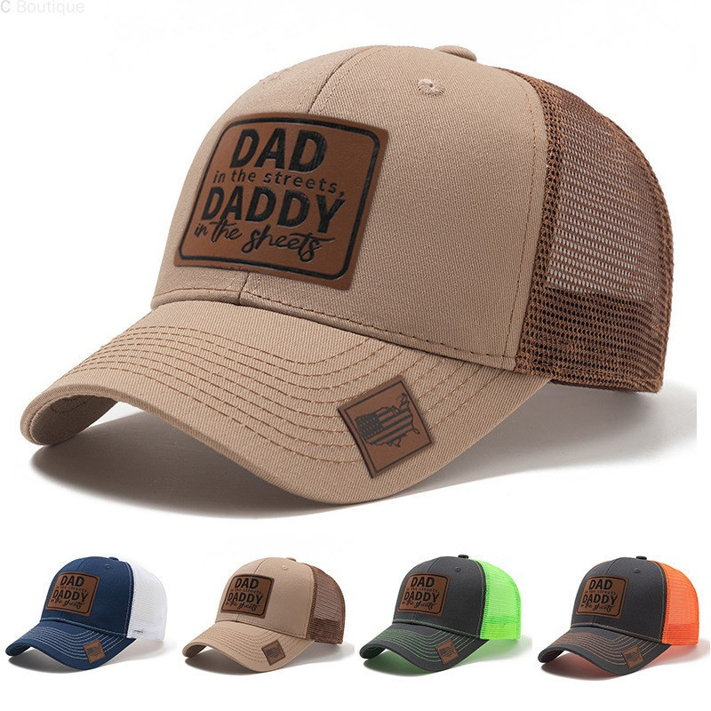 lether patch DAD snapback cap for men vintge DADDY trucker hat net ...