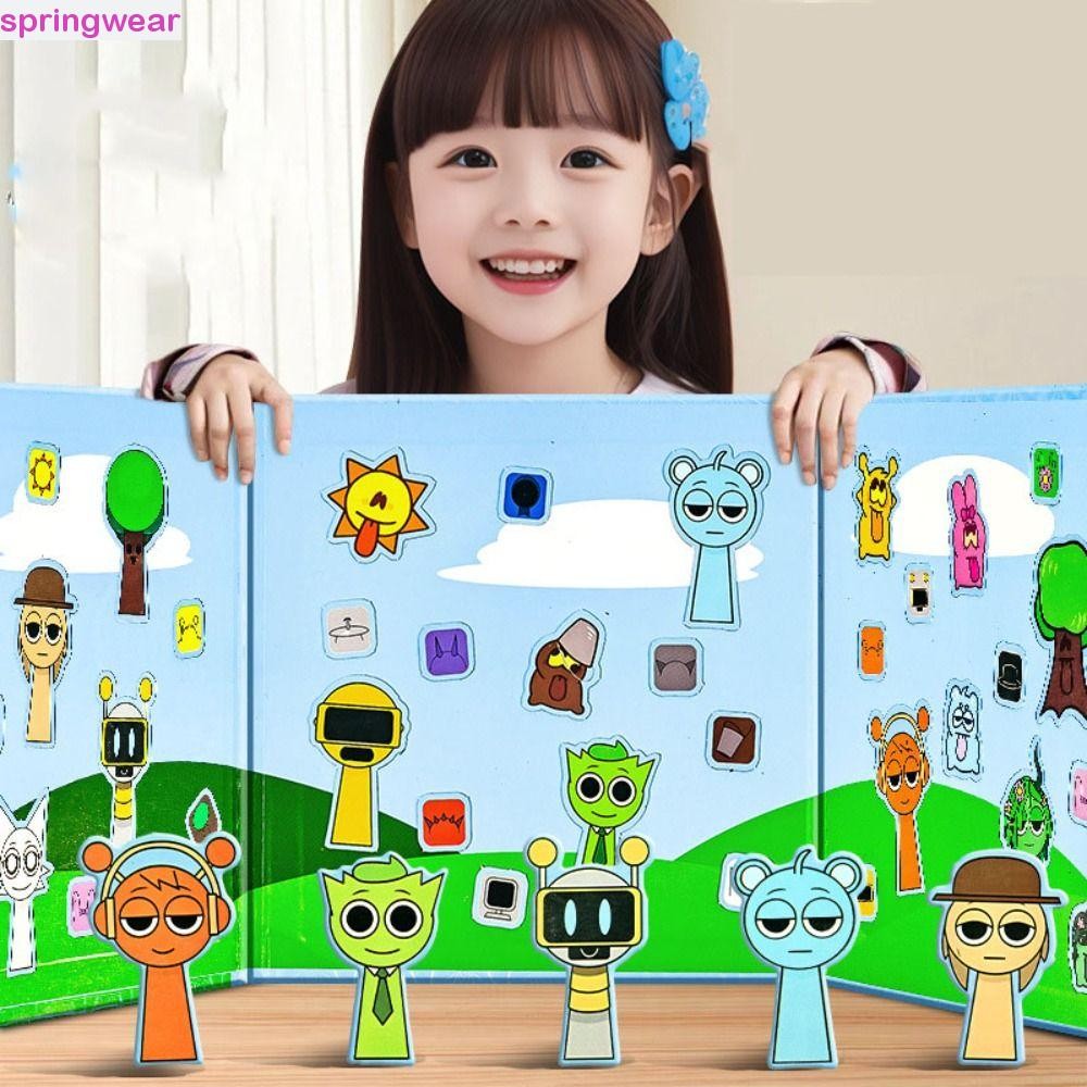 SPRINGWEAR Sprunki Magnetic Quiet Book, Handmade Repeated Pasting Soft ...