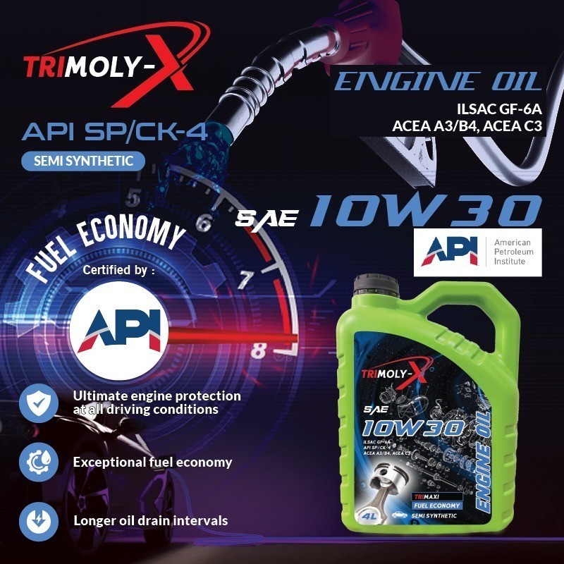TRIMOLY-X TRIMOLYX 10W30 SEMI SYNTHETIC ENGINE OIL SP/CF 4L Car ...