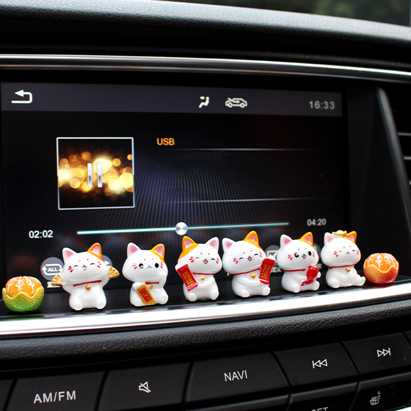 8 Pcs/set Fortune Cat Cute Car Dashboard Centre Console Decorations ...